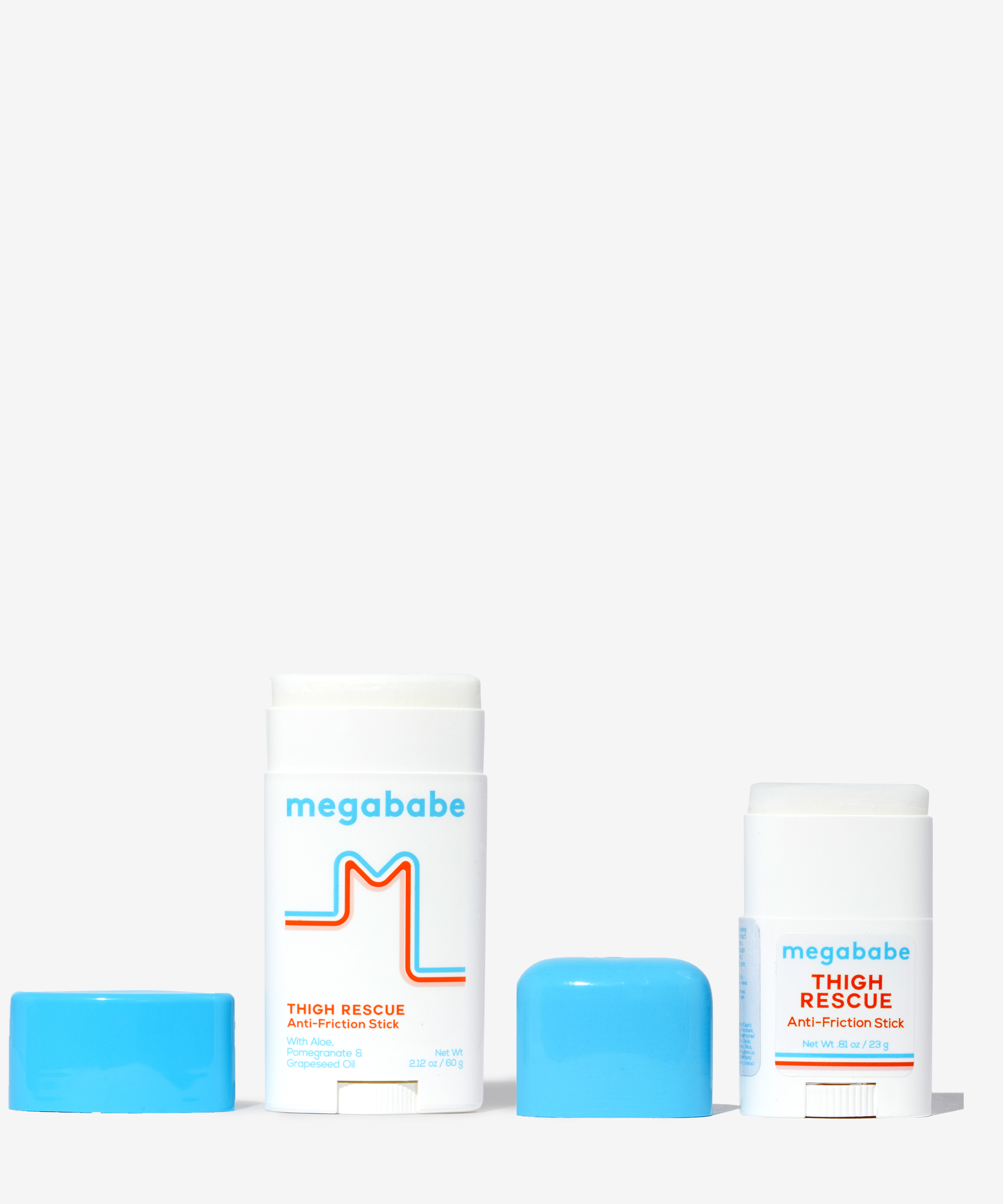 Megababe Full Size and Travel Size Thigh Rescue Anti-Friction Stick Duo at BEAUTY BAY